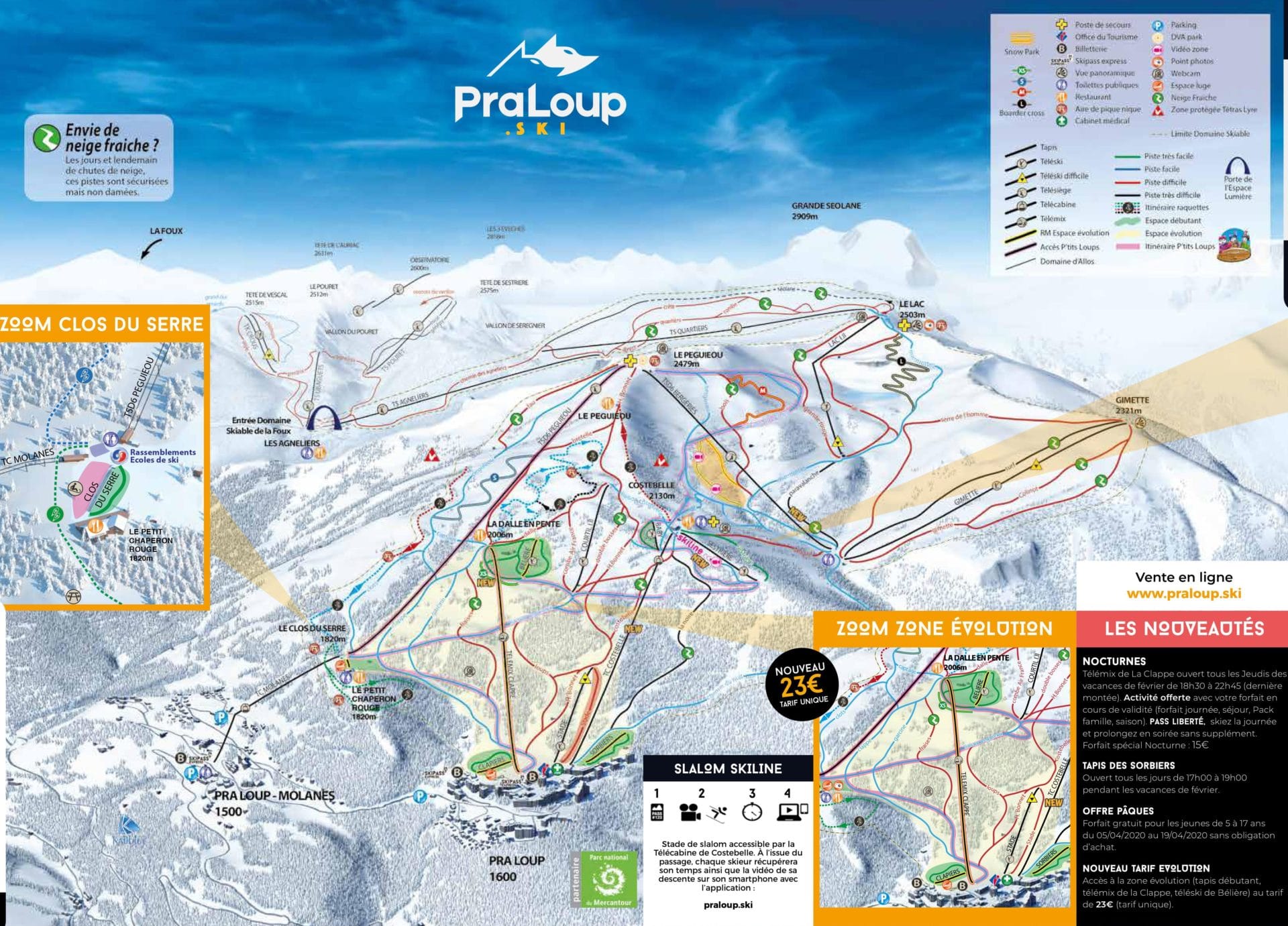 Plan des pistes Pra-Loup 2019 - 2020 - Praloup Vacances